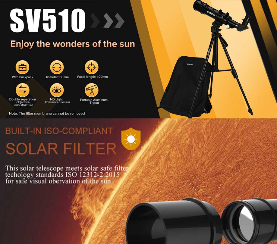 Solar telescope SVBONY SV510 review