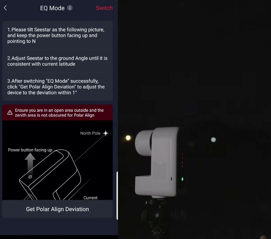 Seestar S30 in EQ Mode